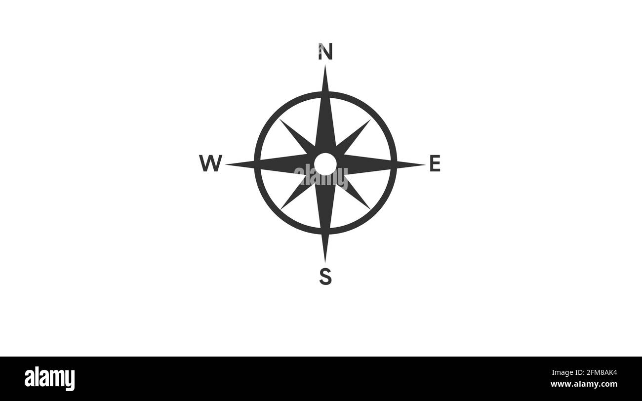 Compass Icon. Vector black and white isolated illustration of a compass ...