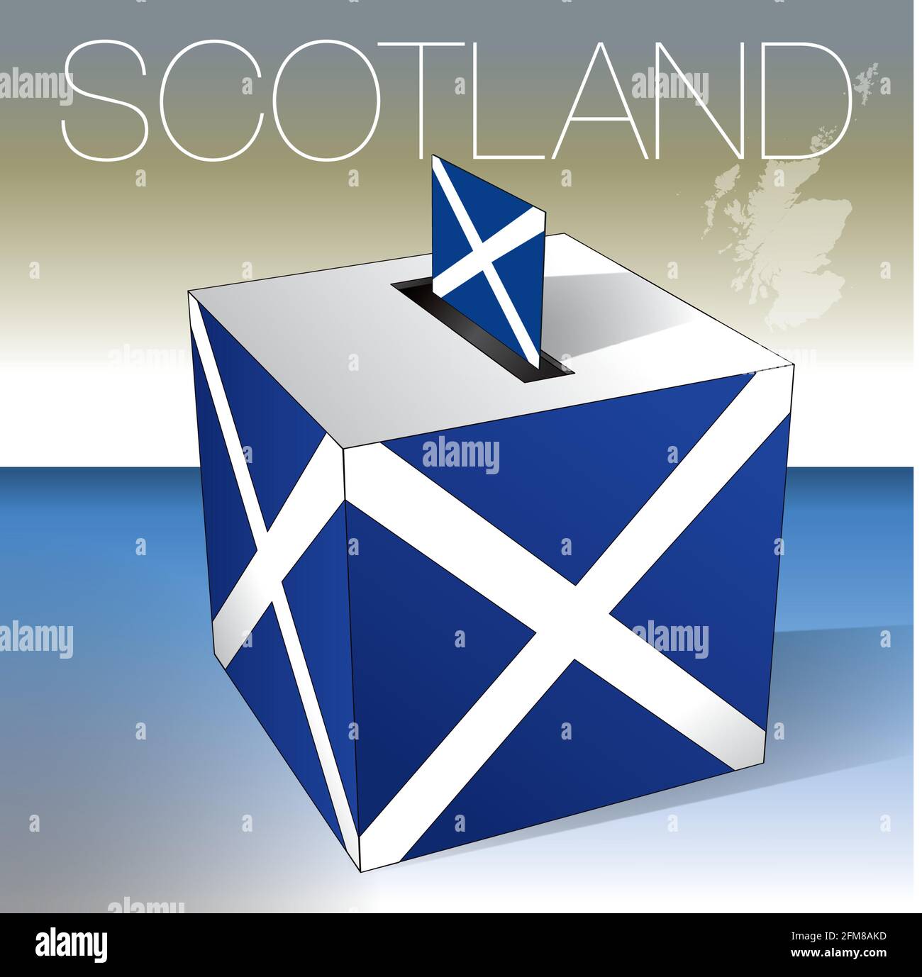 Scotland, ballot box symbol with scottish flag and map, vector ...