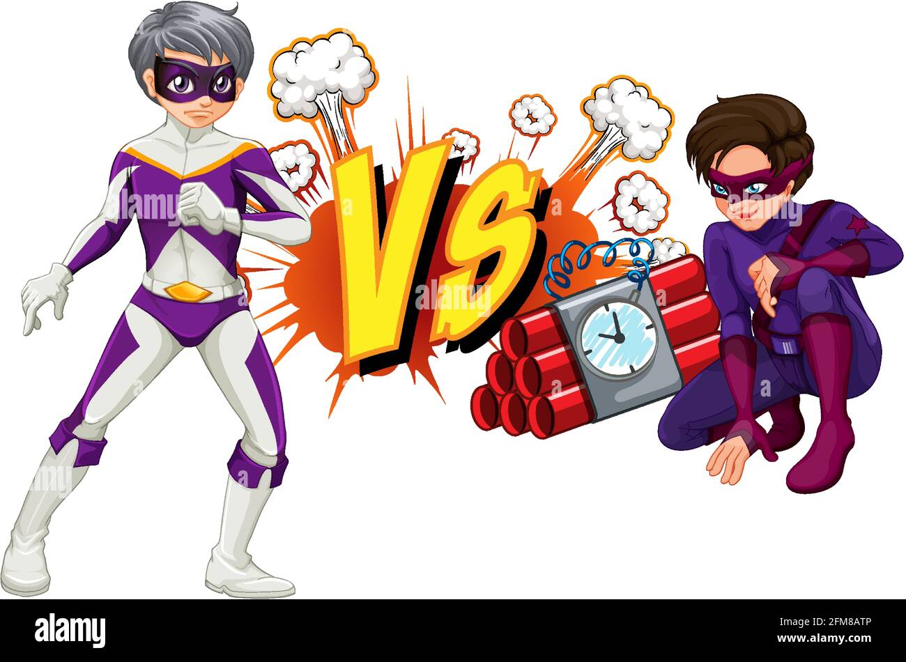 Two superheroes fighting each other illustration Stock Vector Image ...