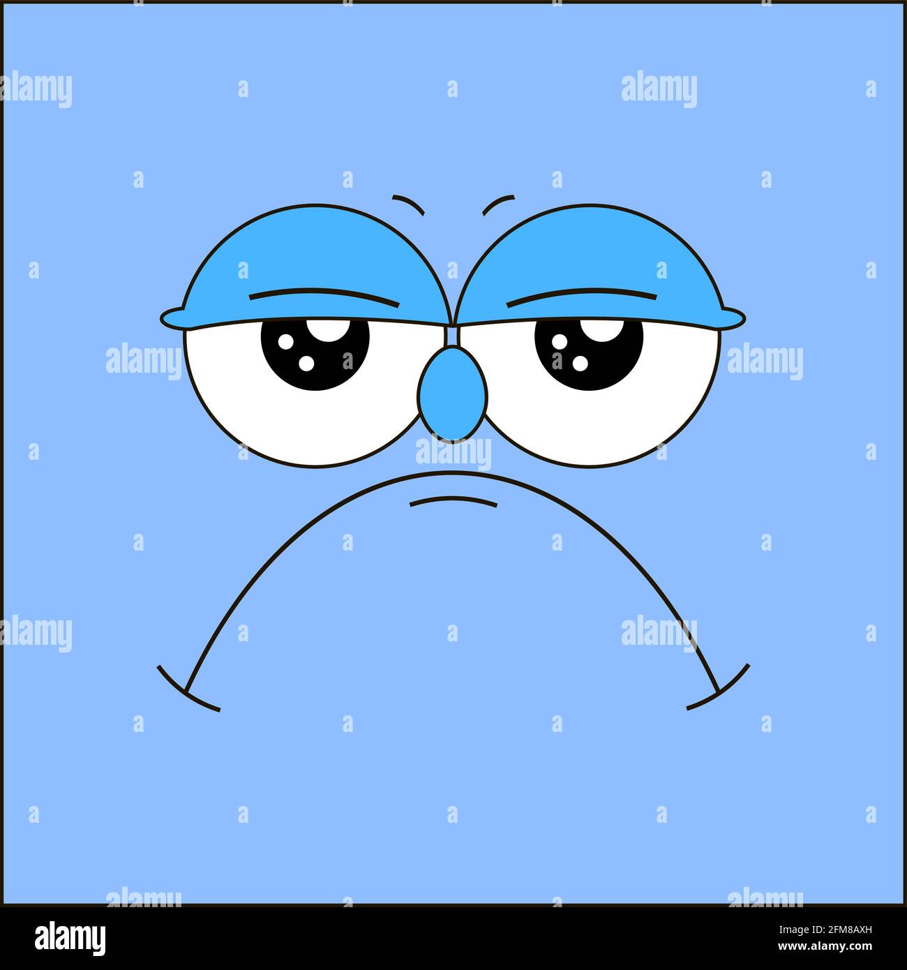 Grumpy emoticon emoji on blue background Stock Vector Image & Art - Alamy