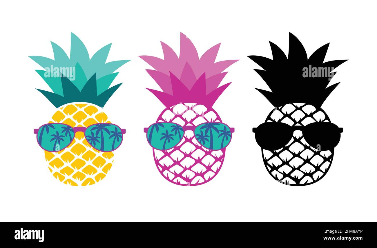 Pineapple with sunglasses. Summer vacation concept Stock Vector Image ...
