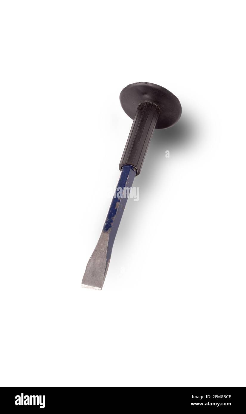 construction tools chisel with rubber handle on white background Stock ...