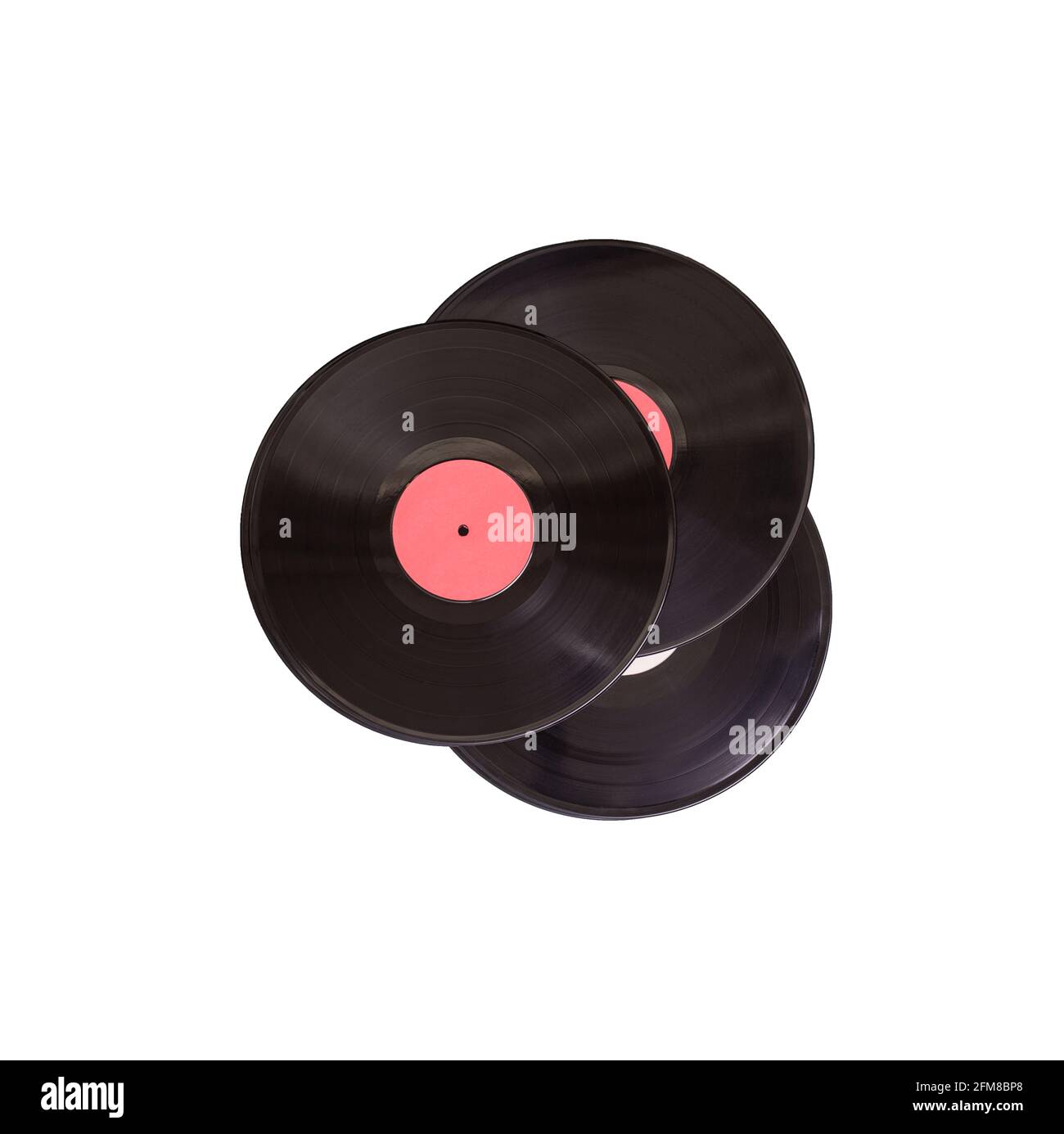 Three vinyl records on white background Stock Photo - Alamy