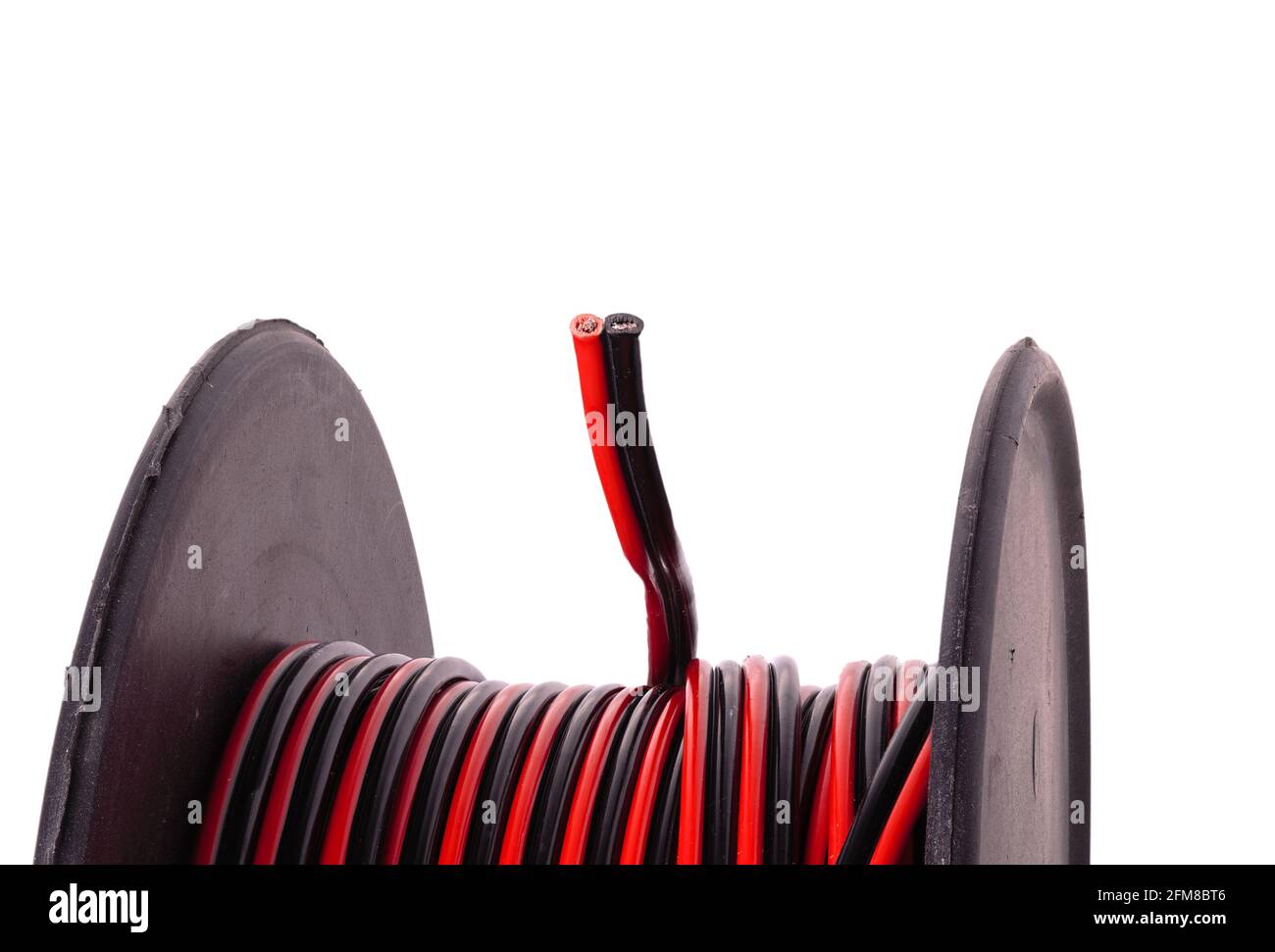 with color copper electric cable reel on white background Stock Photo ...