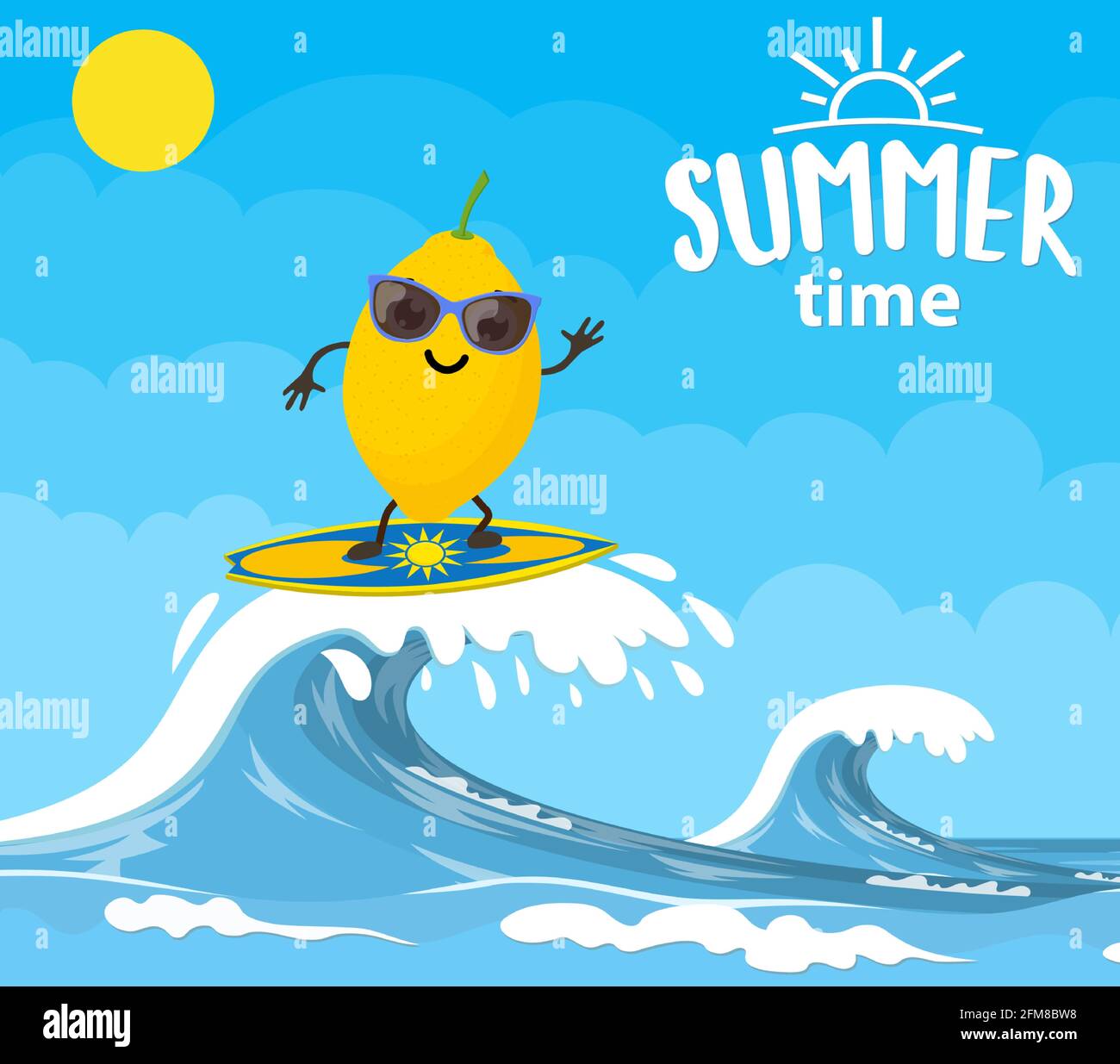 lemon characters surfing on wave Stock Vector Image & Art - Alamy