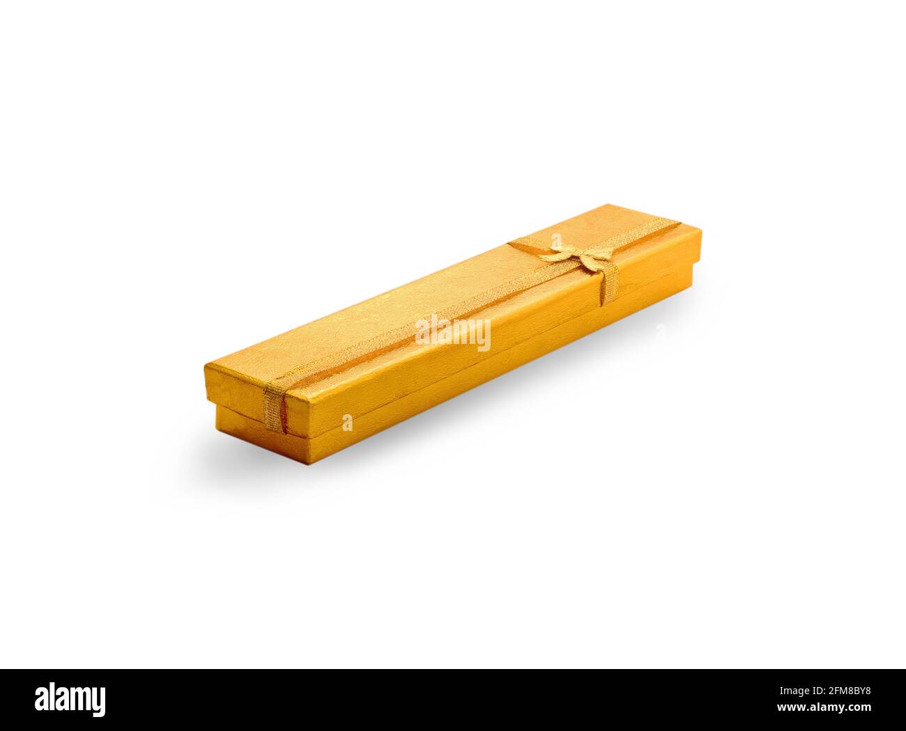 Yellow gift wrap on white background Stock Photo - Alamy