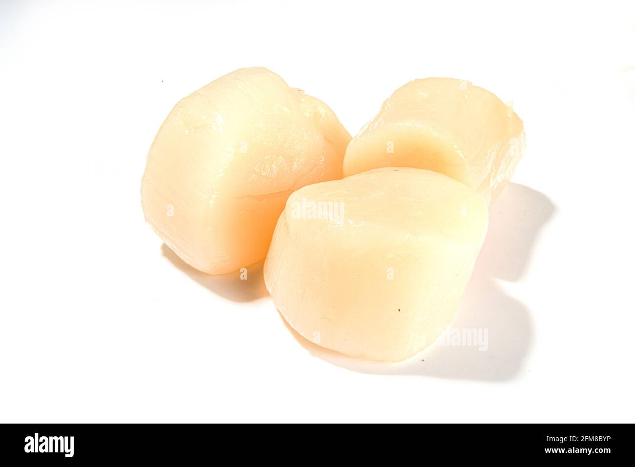 Raw seafood scallops, peeled fresh isolated on white background Stock ...