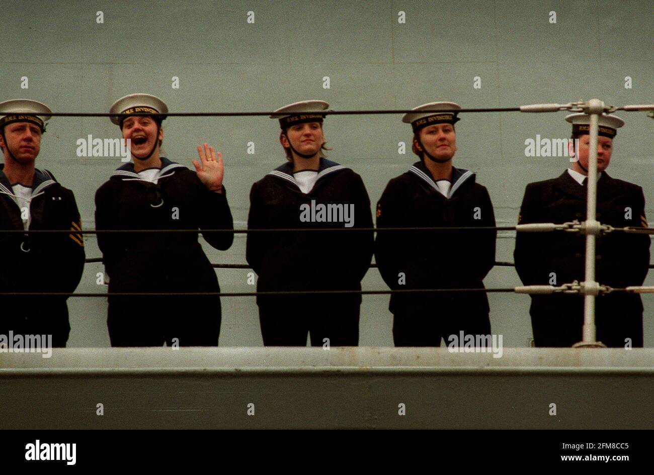 Wrens among crew of HMS Invincible march 1998looking out for their ...