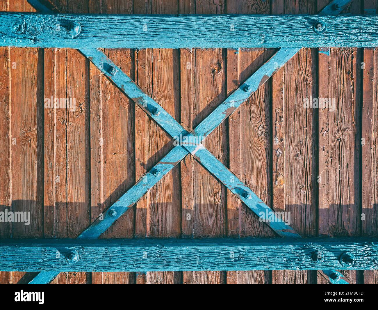 vintage plank background with iron frame Stock Photo - Alamy