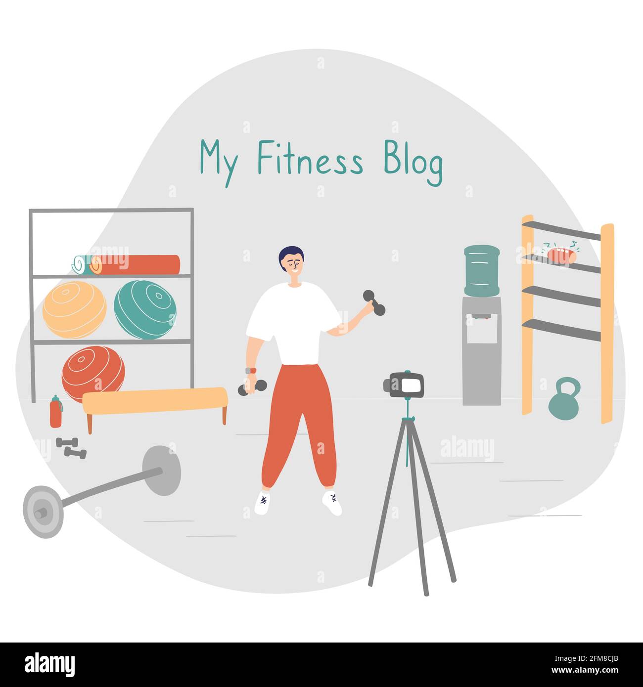 Young guy doing exercises Stock Vector Images - Alamy