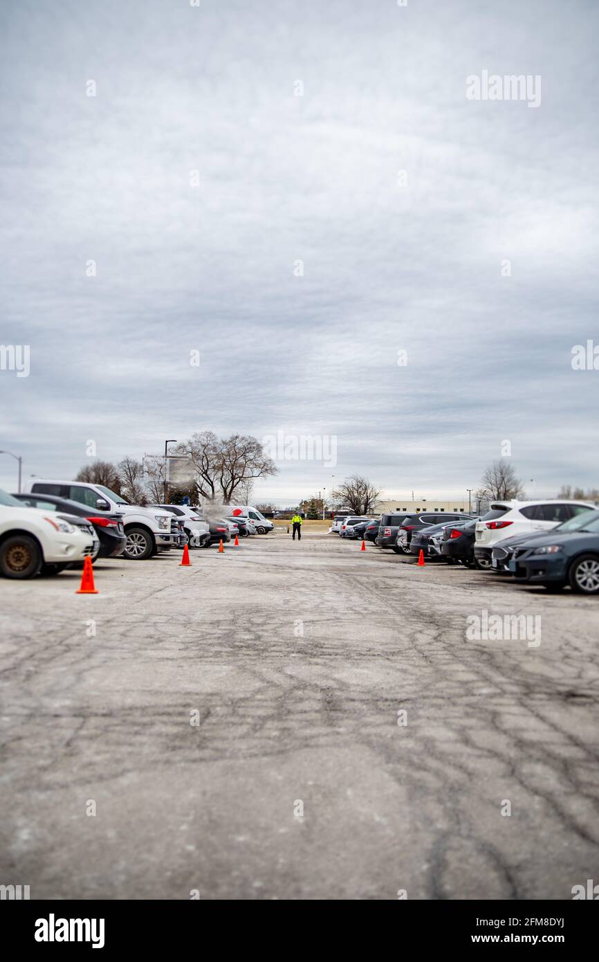 Parking security is watching over parking area. Security guard is ...