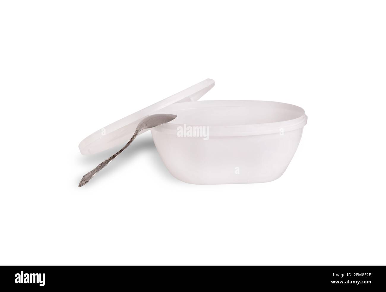 empty box of a dessert and a spoon Stock Photo - Alamy