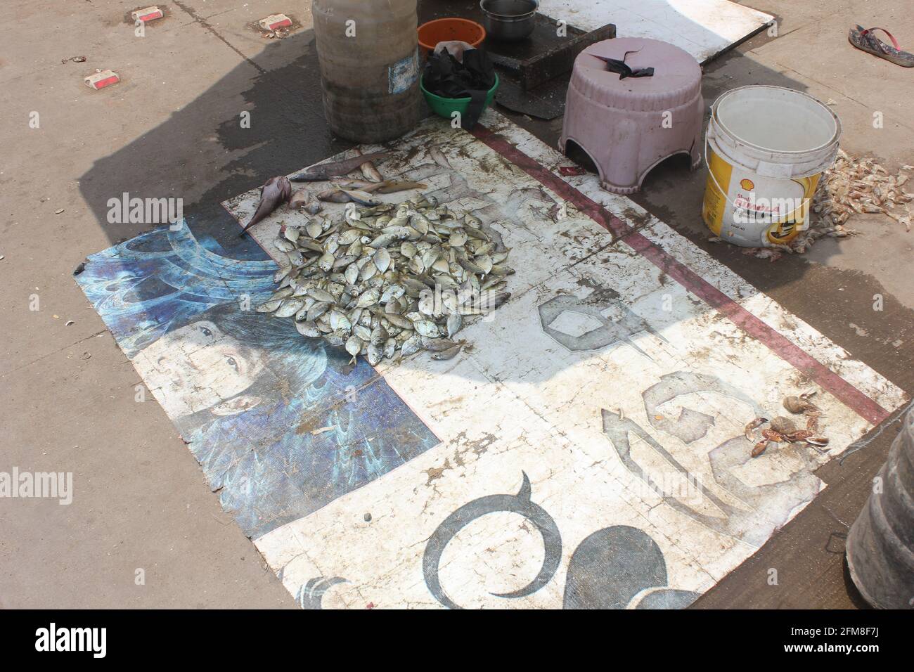 Street market selling fish and meat,India Stock Photo - Alamy
