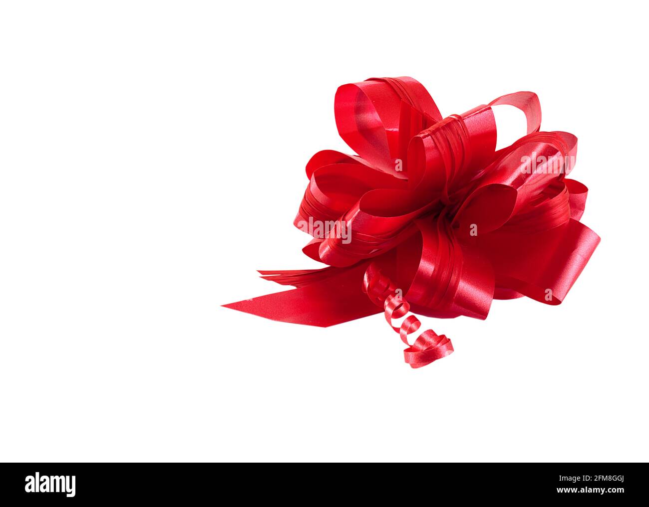 red ribbon decoration on holiday on white background Stock Photo - Alamy