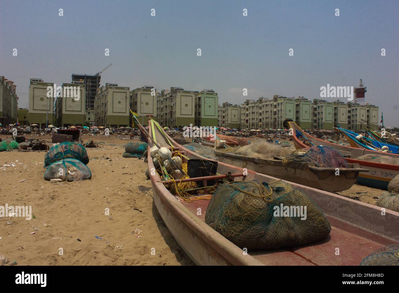 Poor community apartments at Foreshore Estate Beach in Chennai, India ...