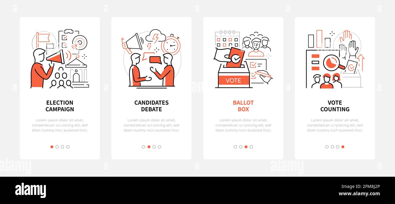 Voting and election - modern line design style web banners with copy ...