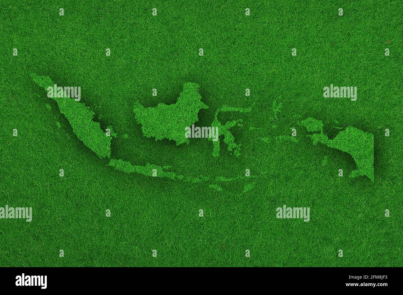 Map of Indonesia on green felt Stock Photo - Alamy