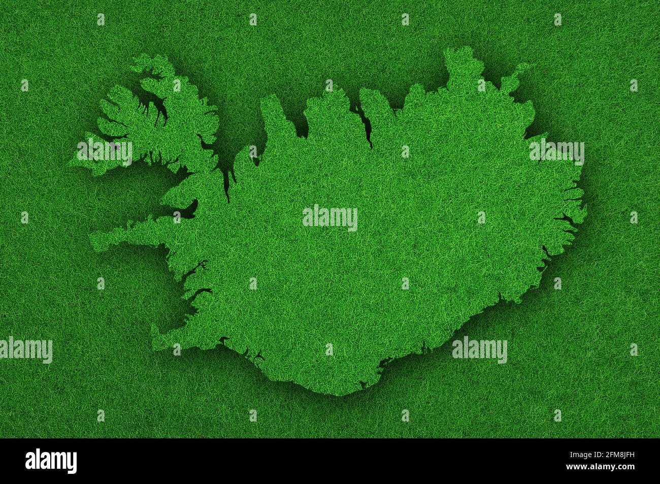 Map of Iceland on green felt Stock Photo - Alamy