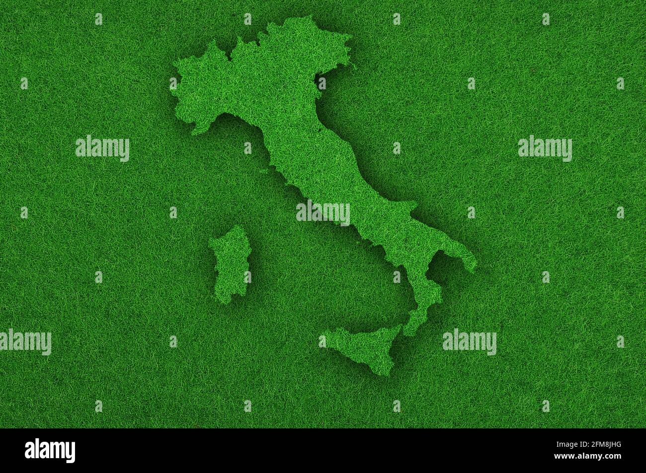 Map of Italy on green felt Stock Photo - Alamy