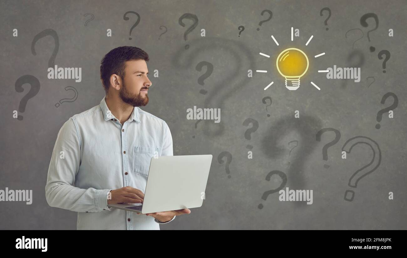 Man thinking question marks hi-res stock photography and images - Alamy