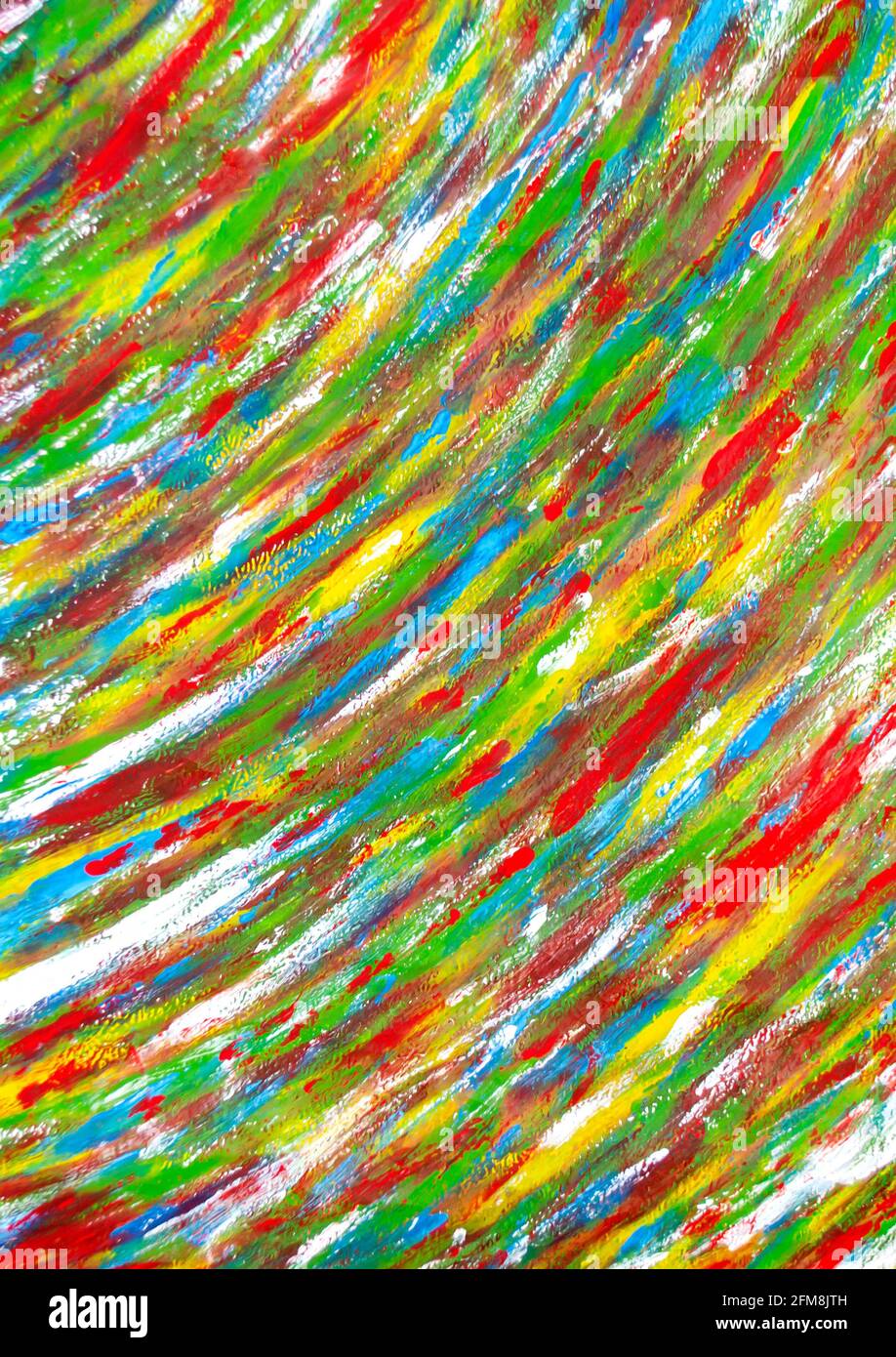 Bright variegated multicolored background of brush strokes with ...