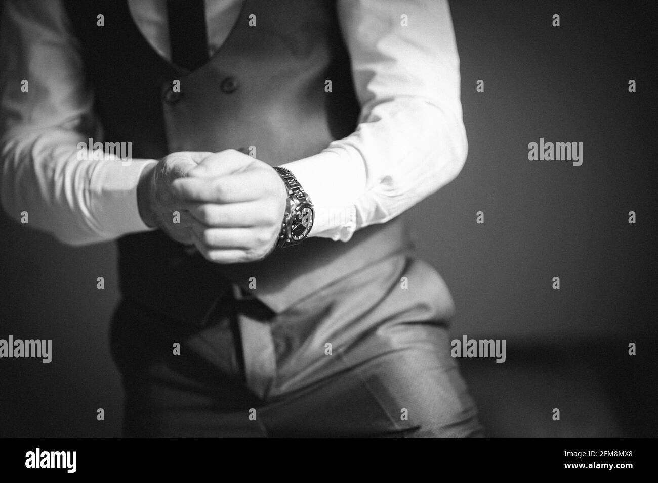 Handsome man ready hand Black and White Stock Photos & Images - Alamy
