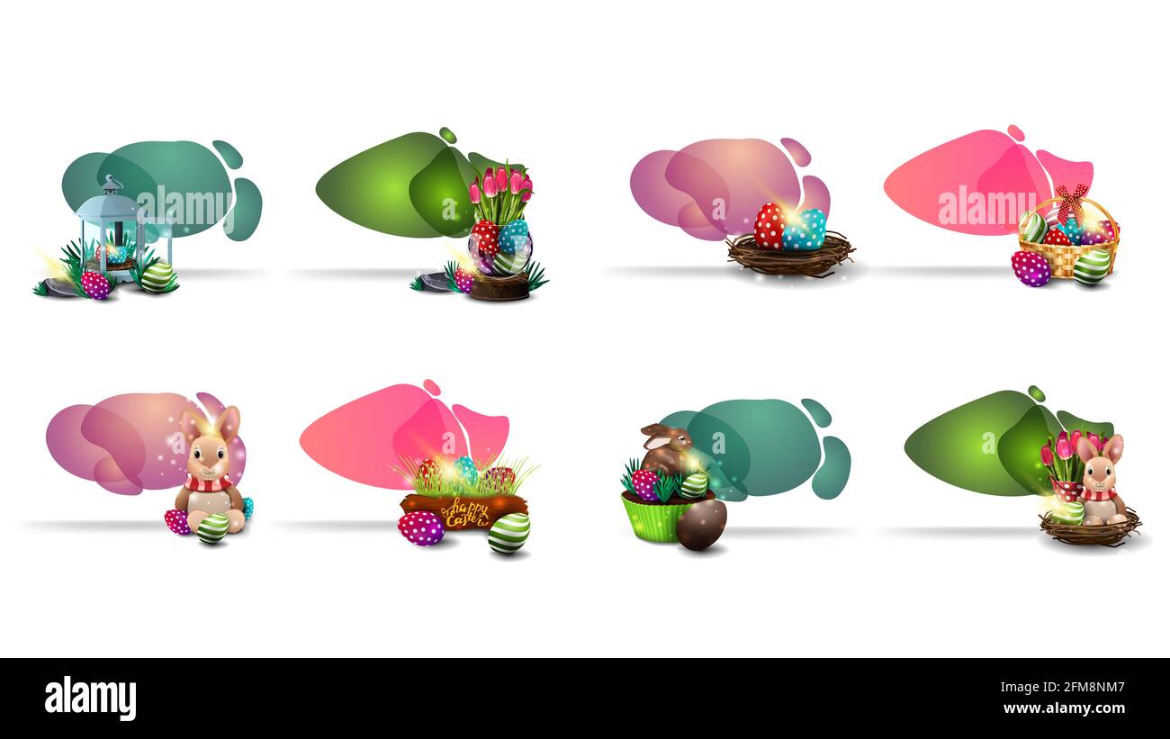 Large set Easter elements in lava lamp style with Easter icons isolated ...
