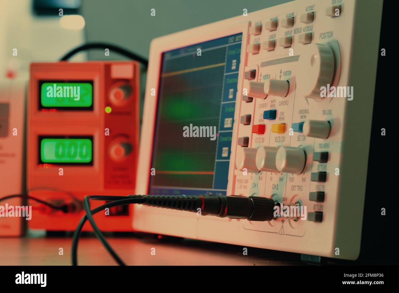 Semiconductor electronics laboratory with measuring instruments Stock ...