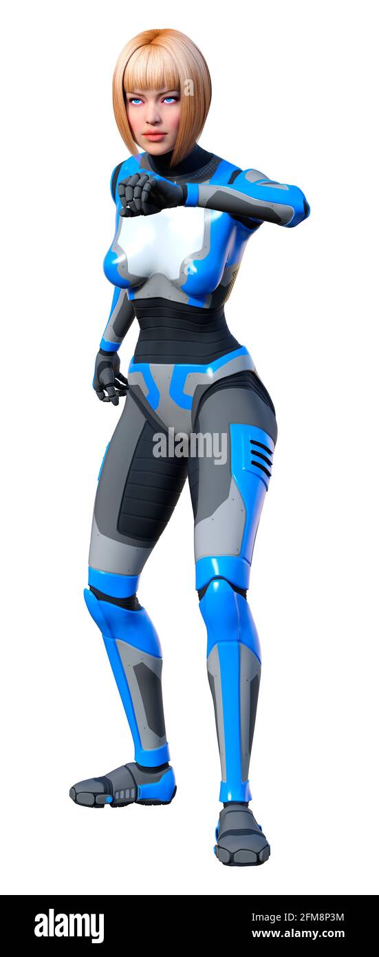 3D rendering of a female robot isolated on white background Stock Photo ...