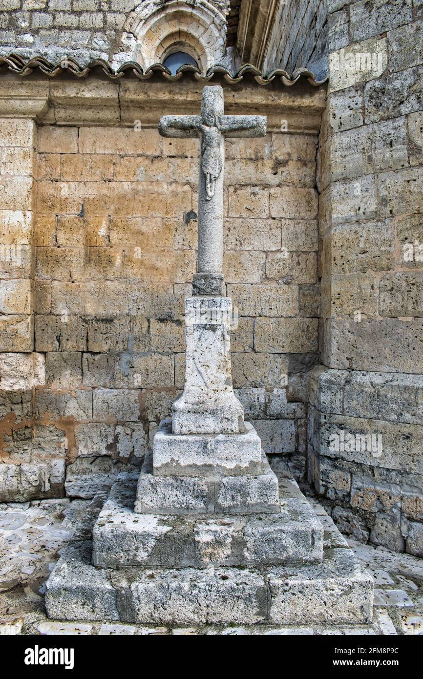 Stone cross with Jesus Christ crucified in the Church of Saint James ...