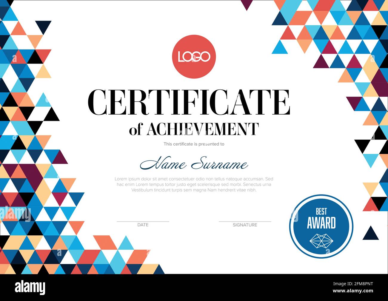Modern certificate of achievement template with place for your content ...