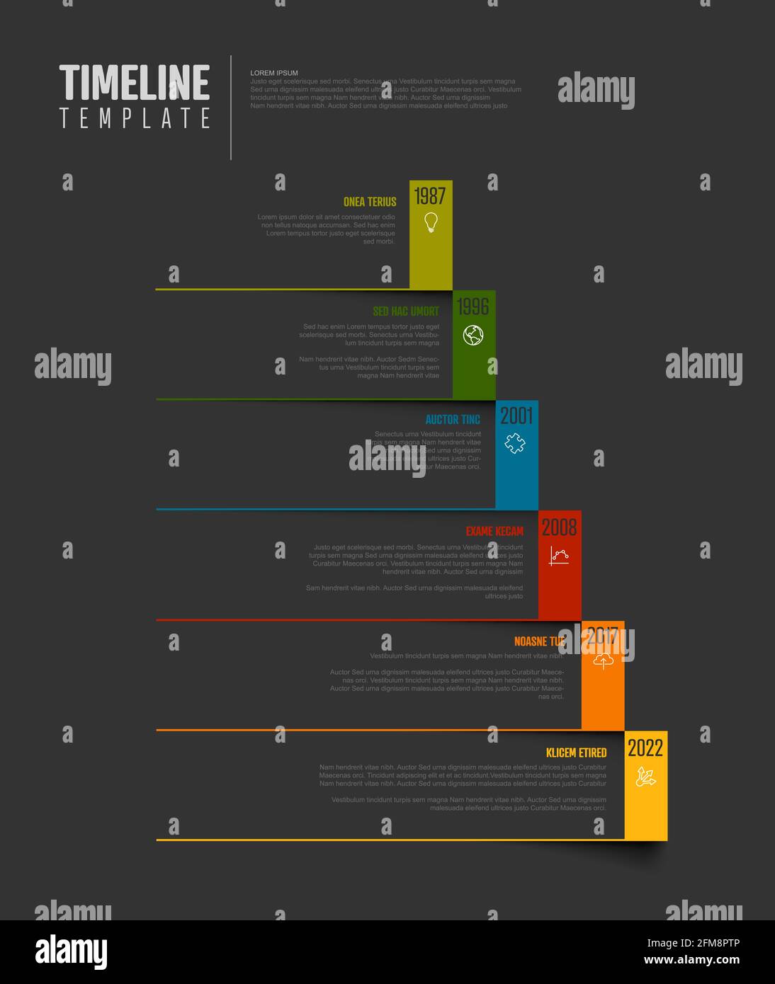 Vector Dark Infographic Company Milestones Colorful Timeline Template ...