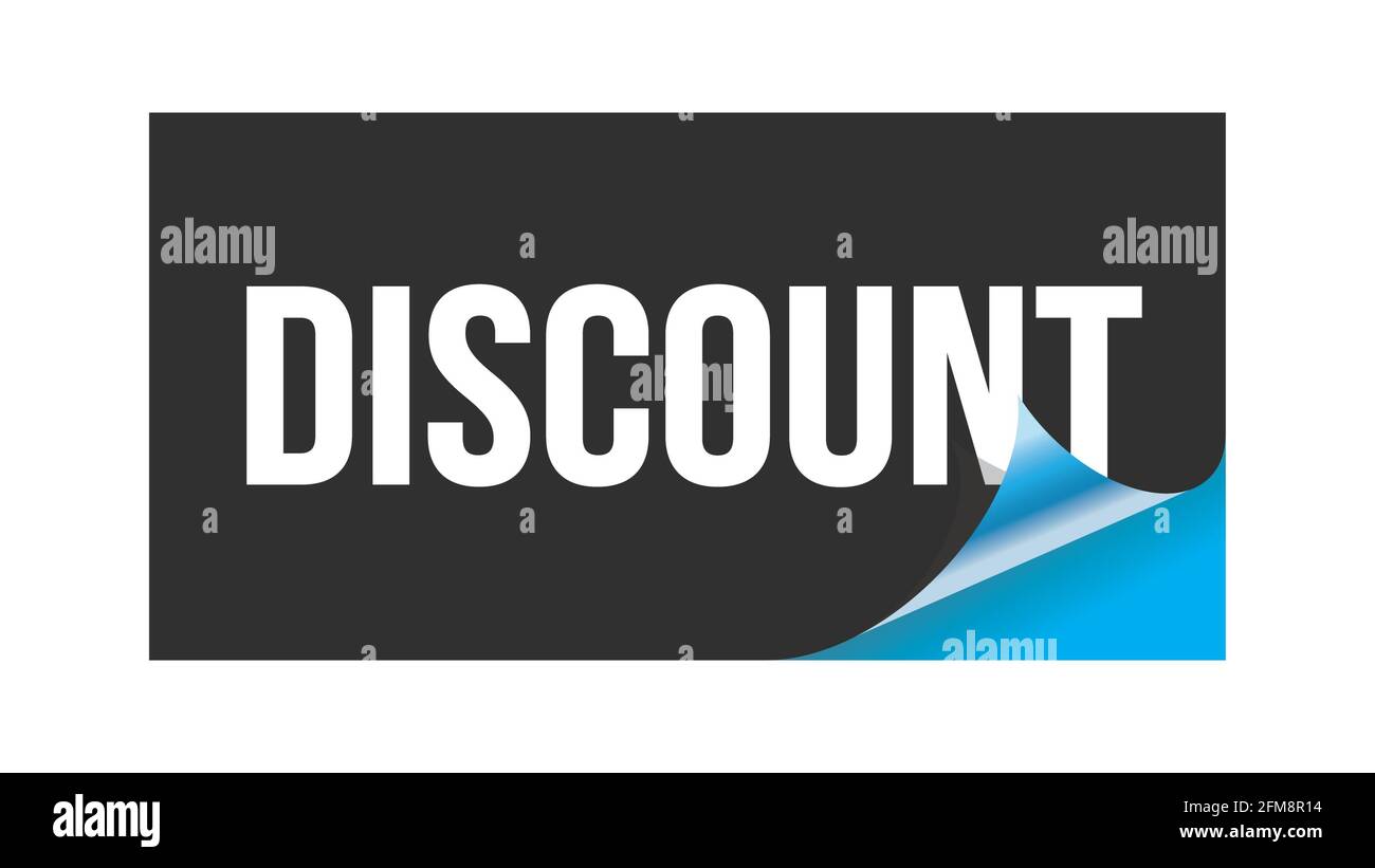 DISCOUNT text written on black blue sticker stamp Stock Photo - Alamy