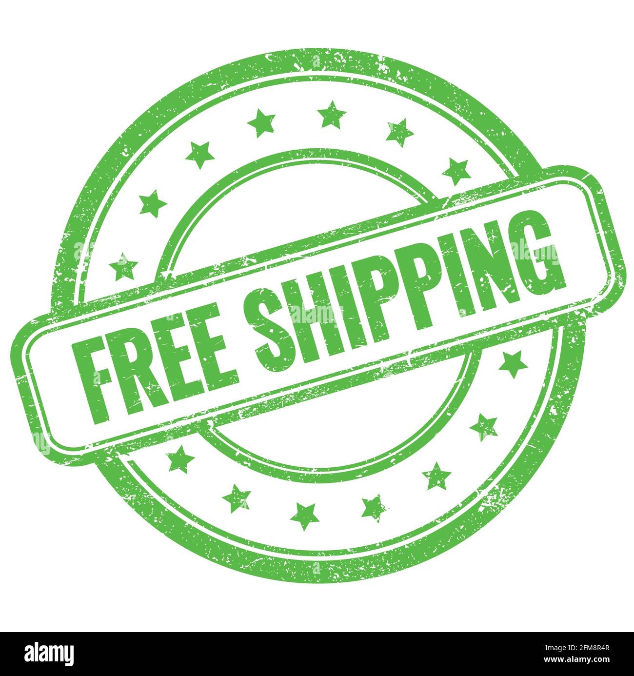 FREE SHIPPING text on green vintage grungy round rubber stamp Stock ...