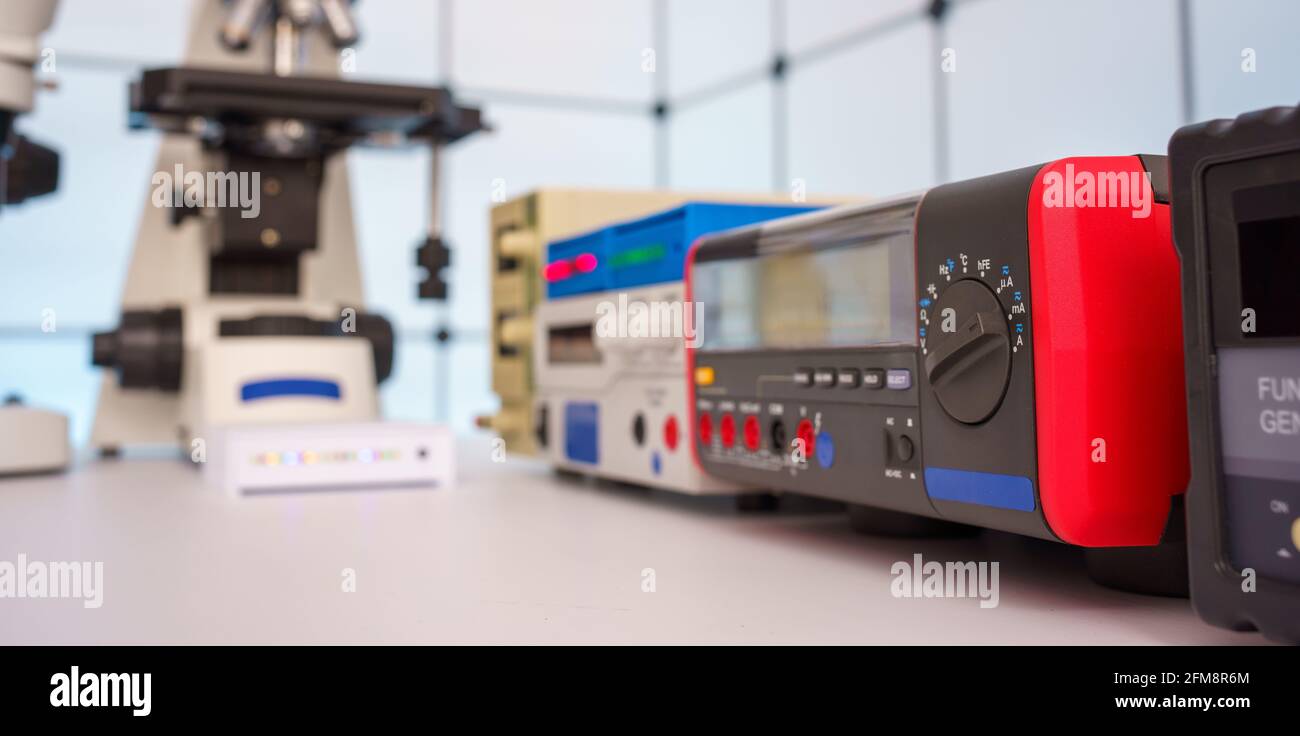 Measuring instruments in a modern physics research laboratory. High ...