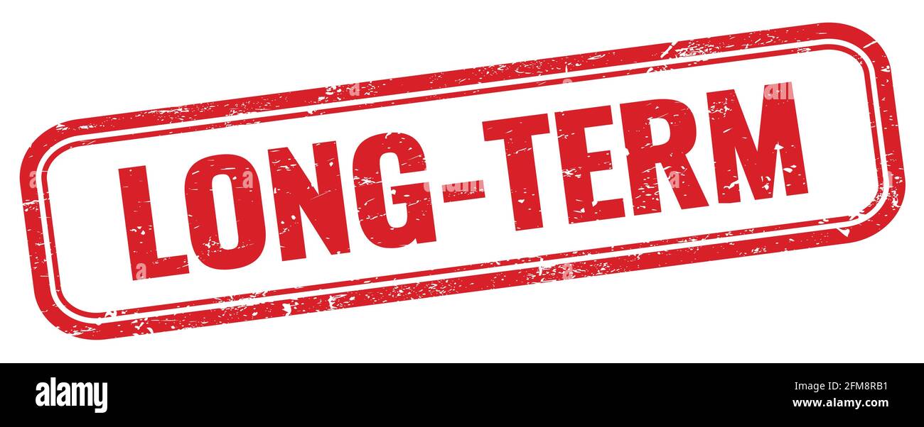LONG-TERM text on red grungy rectangle stamp Stock Photo - Alamy