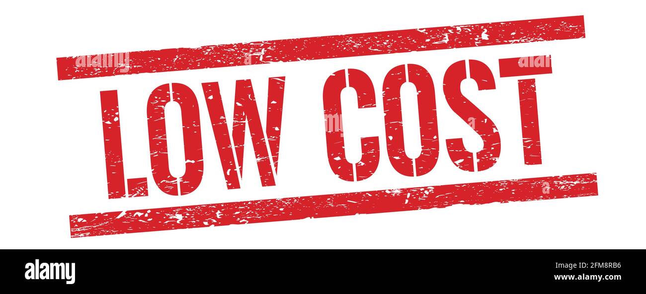 LOW COST text on red grungy rectangle stamp sign Stock Photo - Alamy