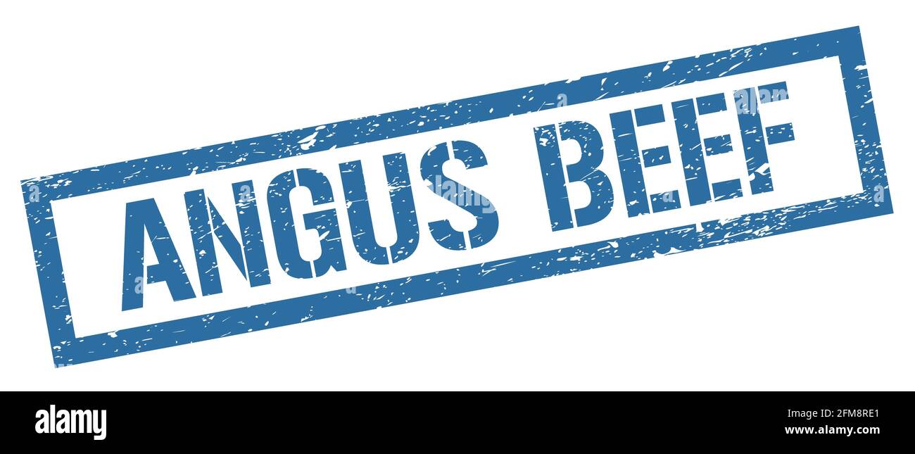 ANGUS BEEF blue grungy rectangle stamp sign Stock Photo - Alamy