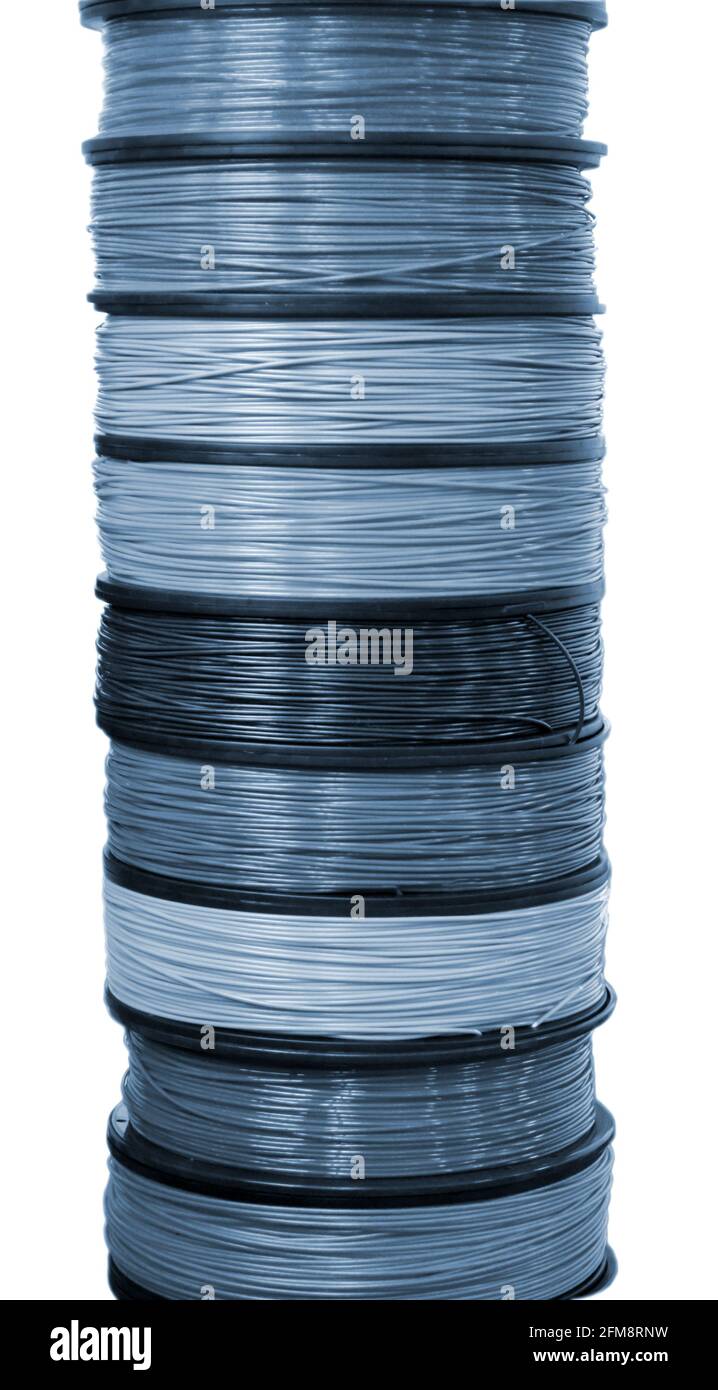 Filament wire for 3D printer close-up. Reels of filament wire for 3D ...