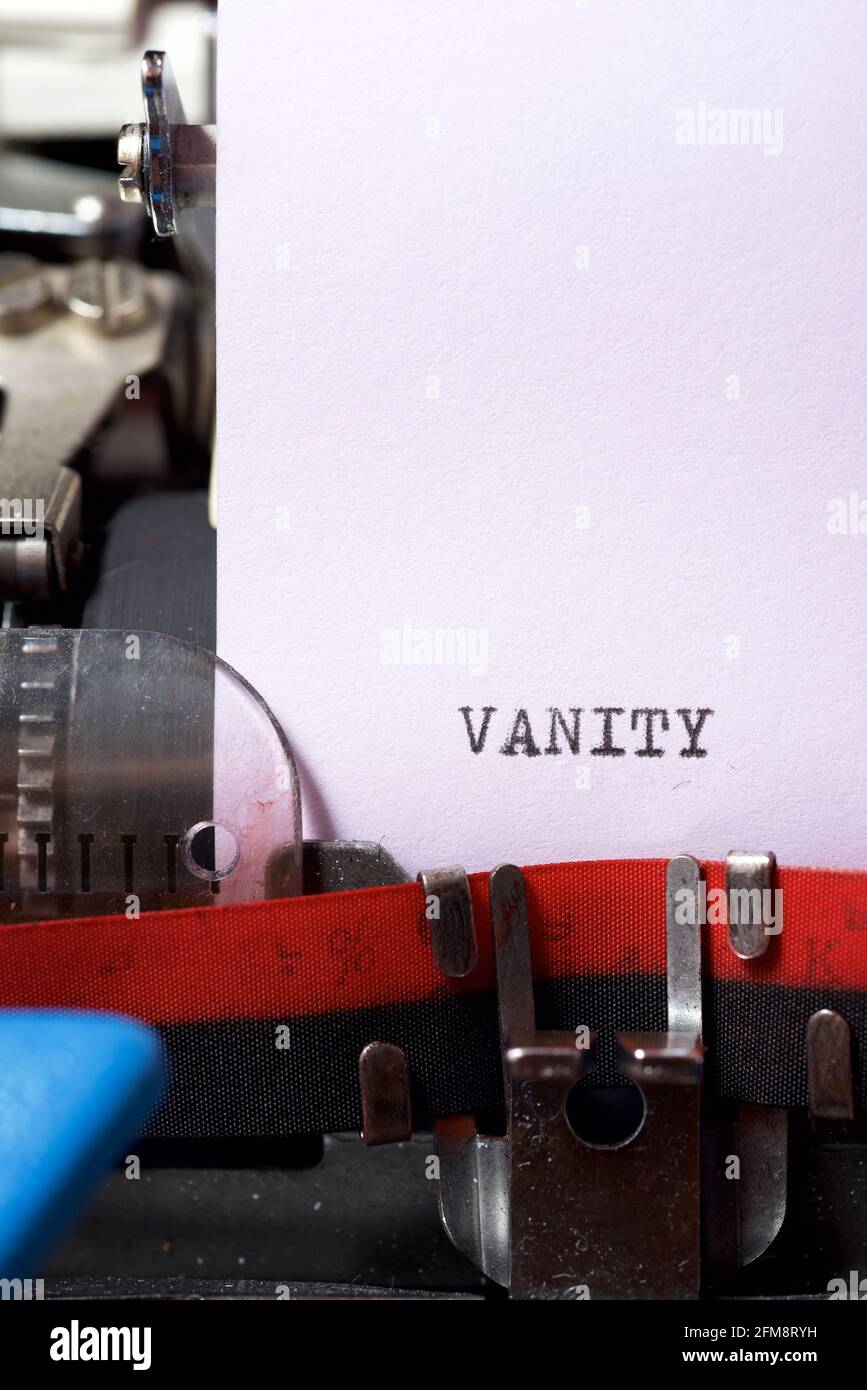 Vanity word written with a typewriter Stock Photo - Alamy