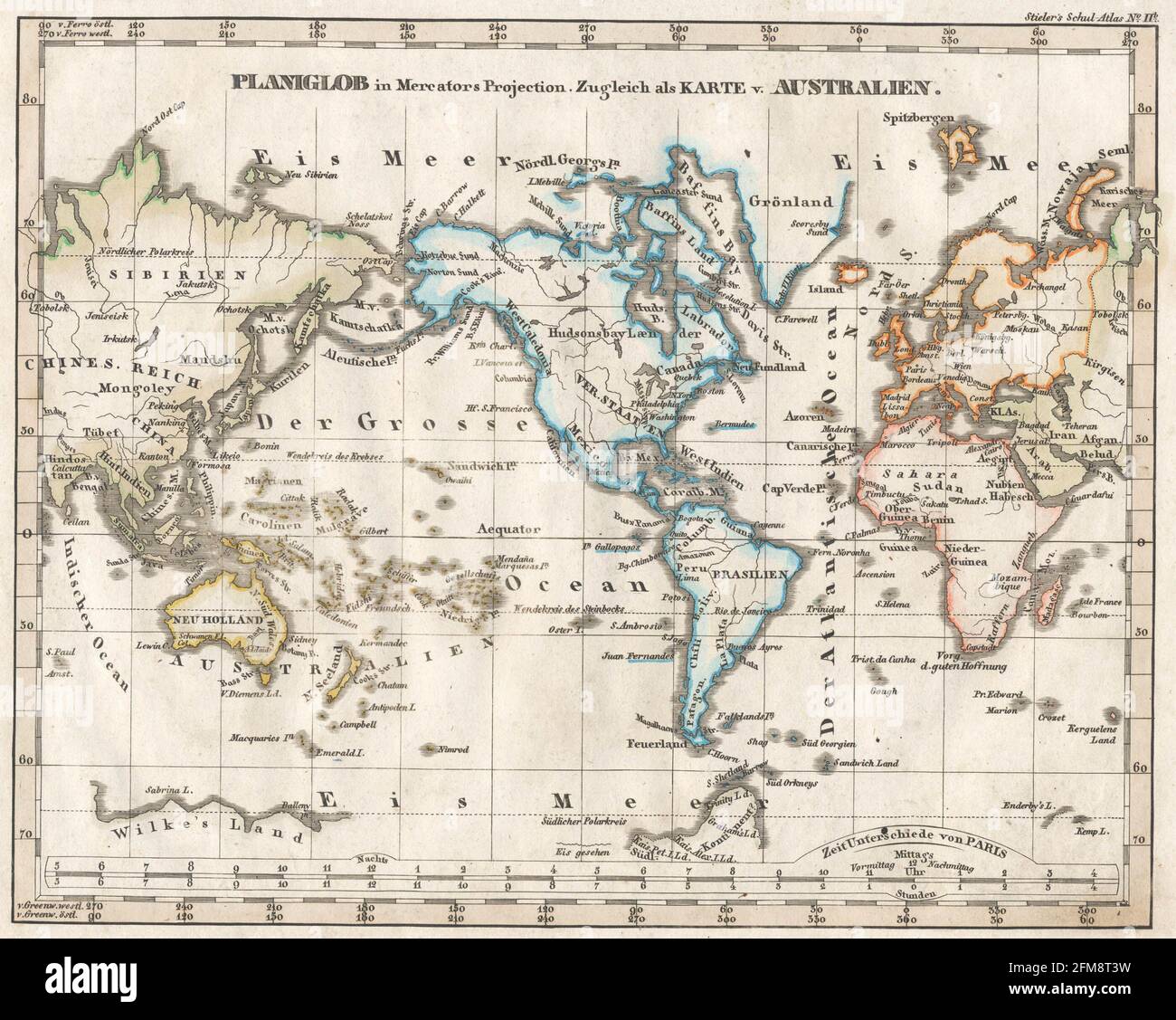 Vintage copper engraved map of the World from 19th century. All maps ...