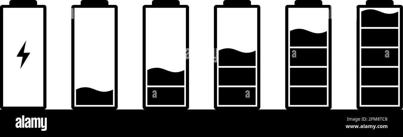 Battery charge indicator icons vector icon Charging level Battery ...