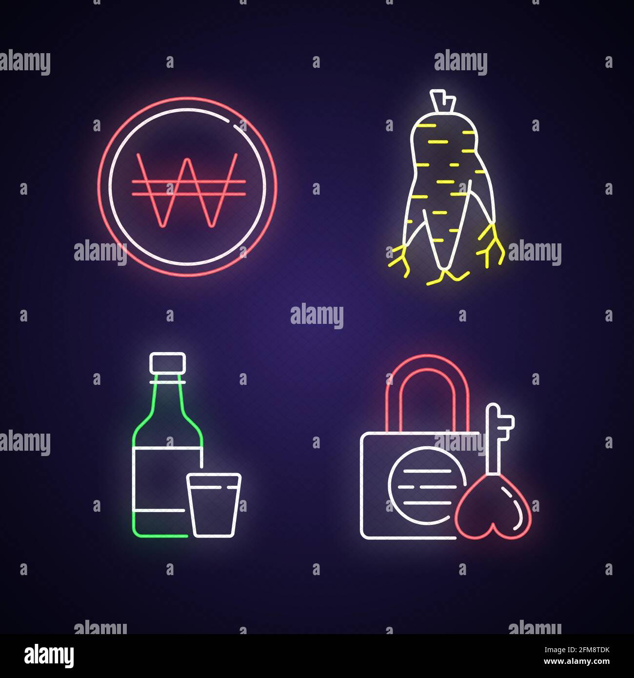 Korea neon light icons set Stock Vector Image & Art - Alamy