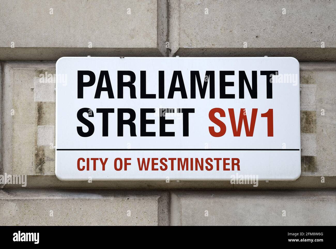 London, England, UK. Street sign: Parliament Street, SW1 Stock Photo ...