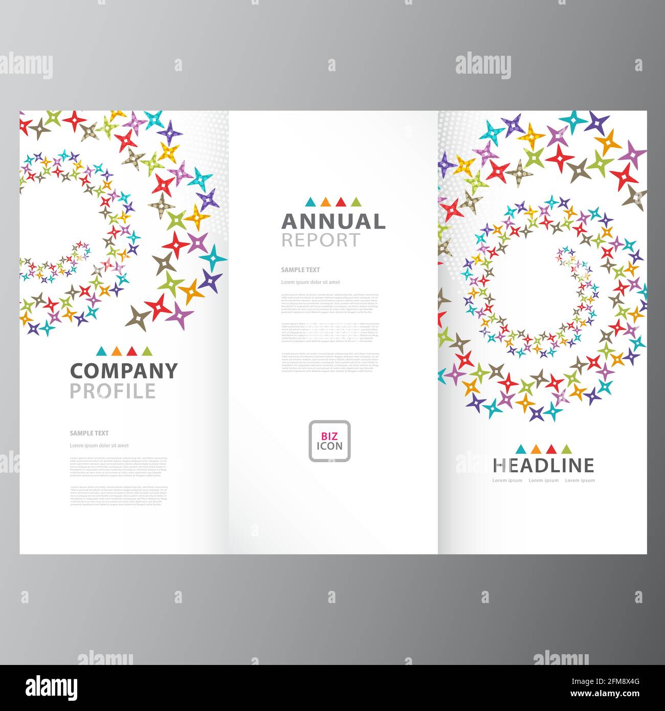 Annual colorful business report template design layout Stock Vector ...