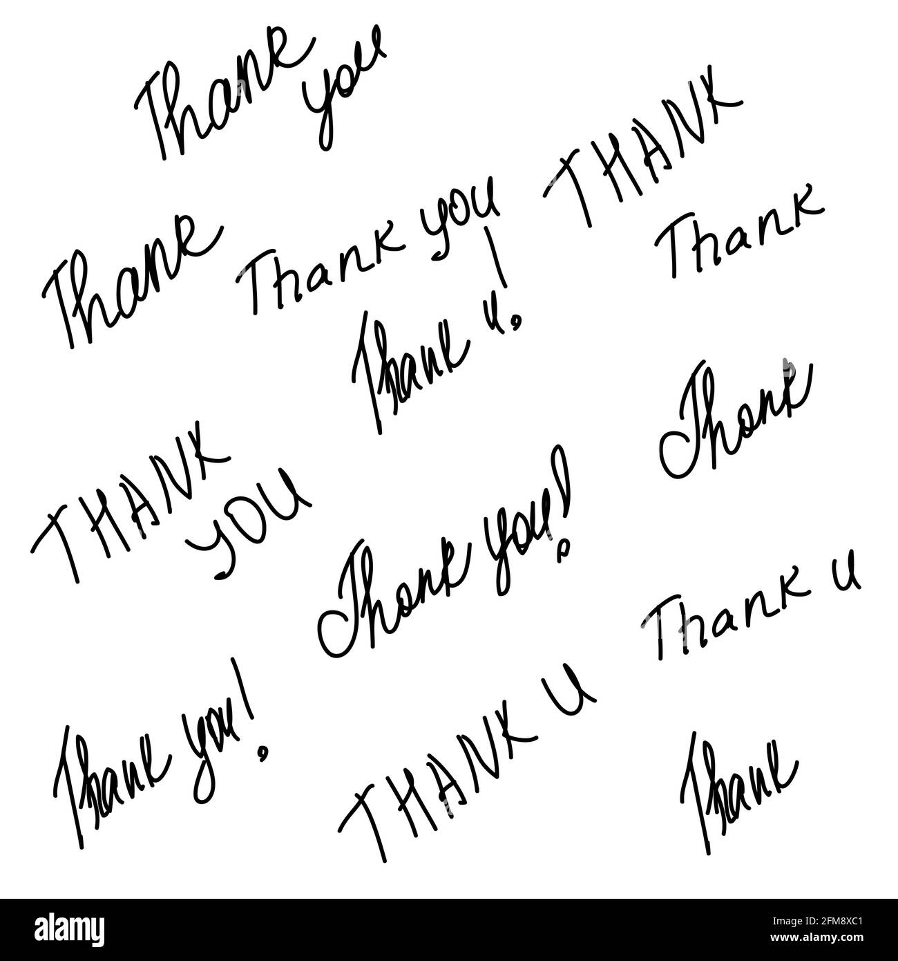 Hand written calligraphy style short messages set. Lettering thank you ...