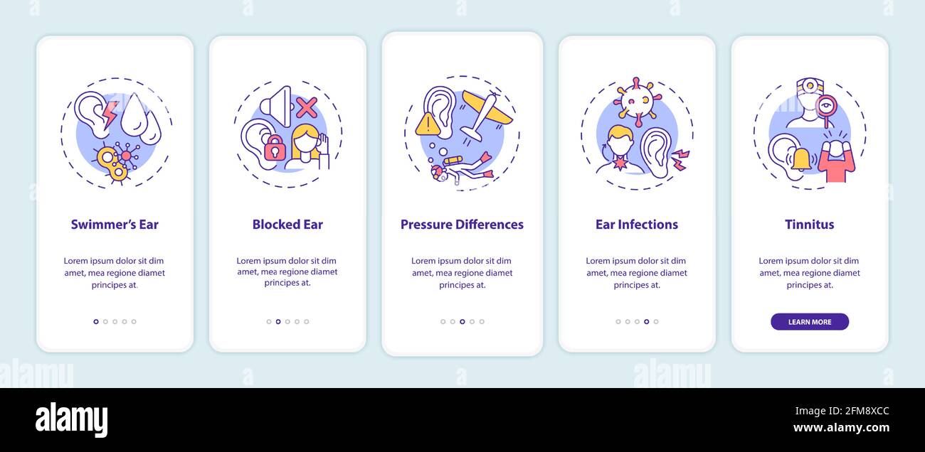 Top Ear Conditions Onboarding Mobile App Page Screen With Concepts Stock Vector Image And Art Alamy