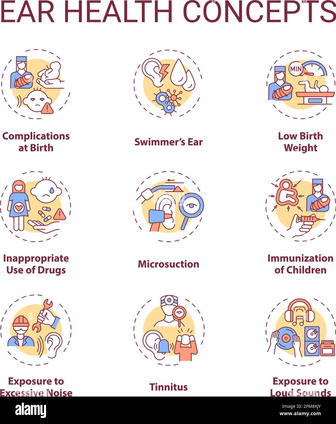 Ear health concept icons set Stock Vector Image & Art - Alamy