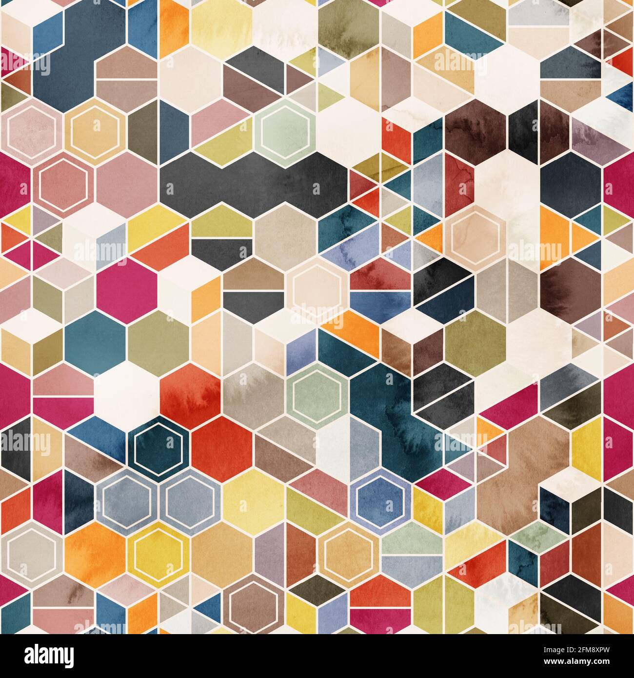 Repetitive pattern of hexagons in vibrant colors hi-res stock ...