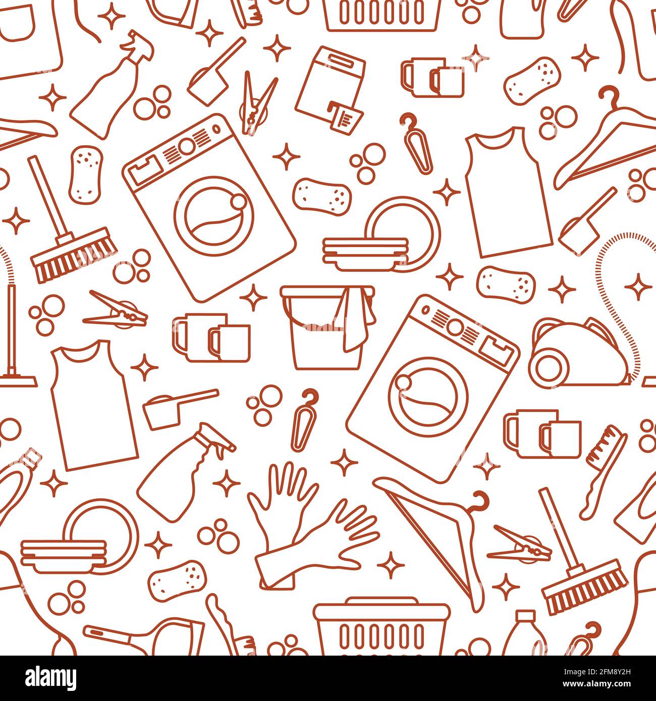 Vector Seamless pattern Illustration Cleaning Maid service Housekeeping ...